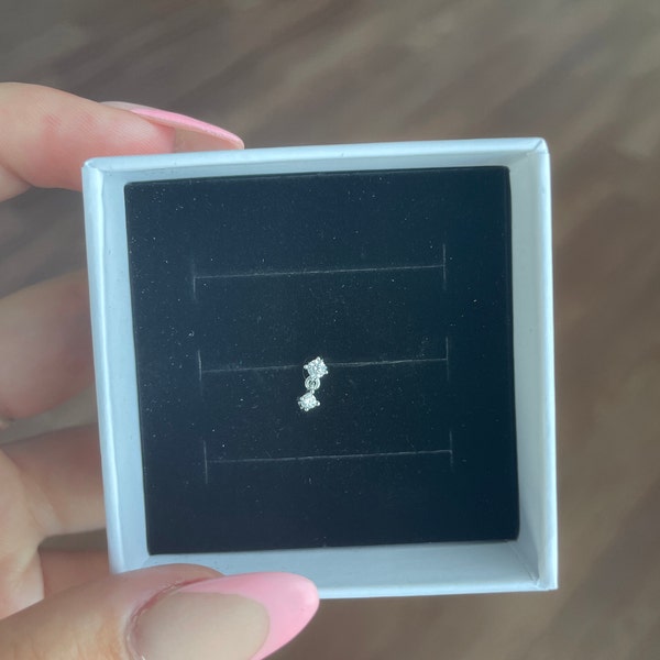 20G/18G/16G Cz Dangle Push Pin Labret Threadless Flat Back Earring ...