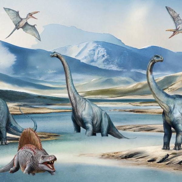 Watercolor Realistic Dinosaur Clipart | Dinosaur Wall Art Bundle Set ...