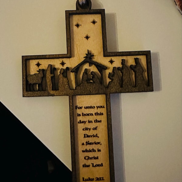 Nativity Cross Scripture Christmas Ornament - Religious Luke 2:11 - Etsy