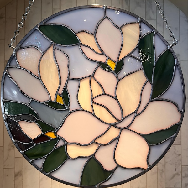 Mountain Landscape Stained Glass Pattern, Modern Stained Glass, Digital ...