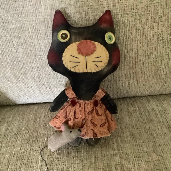 Kiki Kitty EPATTERN - Primitive Country Cat Plush Cloth Doll Craft ...