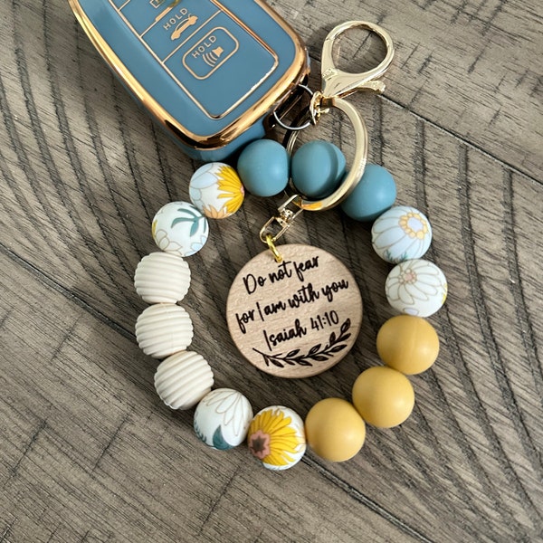 Personalized Silicone Beaded Keychain Wristlet// Mother's Day Gift ...