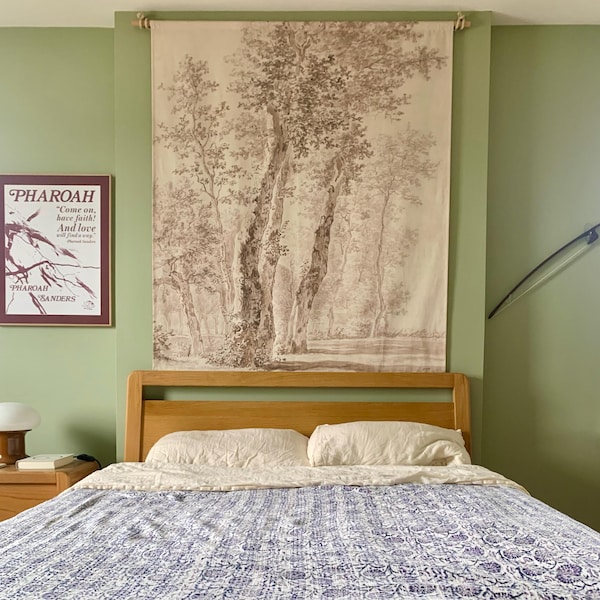 Handmade 100% Linen Vintage 'trees 1' Print Large Pendant Light Shade ...
