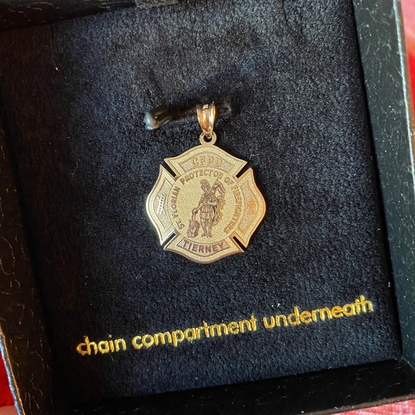 Solid 14K Gold Customized Saint Florian Badge Religious Medal, Solid ...