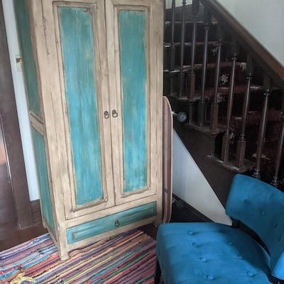 Rustic Turquoise Armoire - Etsy