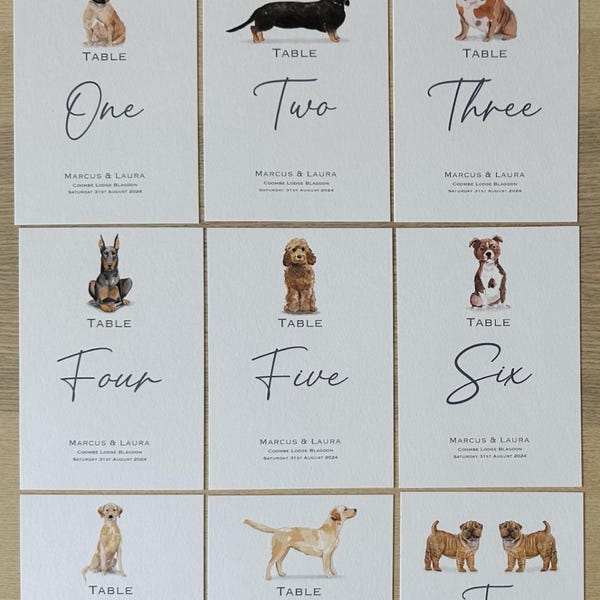 Dog Wedding Table Numbers | Pooch Wedding Reception Table Numbers ...