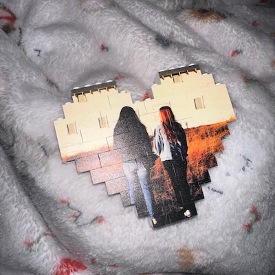 Medium Heart Photo Block Made From, LEGO® Bricks, Personalised, WHITE ...