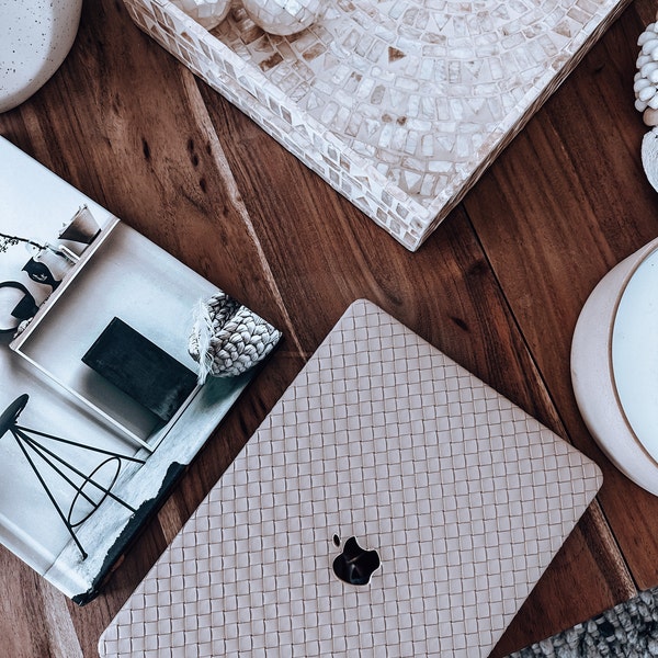 Woven Leather Milky Beige Hard Case Cover for MacBook Air 13 MacBook ...