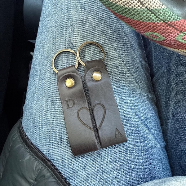 Personalized Leather Keychain, Custom Keychain for Men, Leather ...