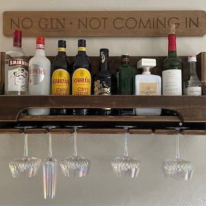 100cm Floating Home Bar/ Wine or Spirit Rack Jacobean Wax Curved Front ...