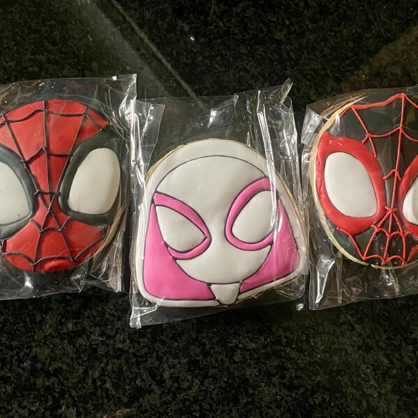 Spidey and Friends Sugar Cookies - Set of 12 Heroic Delights - Etsy