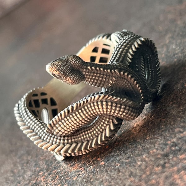 Twisted Snake Ring, Ouroboros Snake Sterling Silver Mens Ring, Snake ...