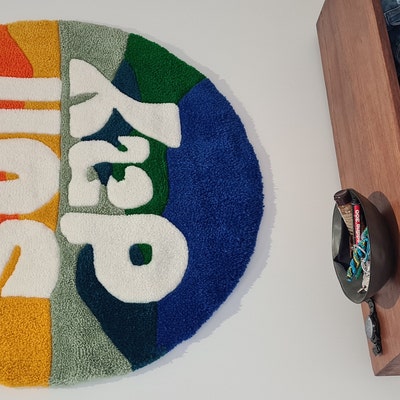 Waves in a Circle, Blue Wave Rug, Tufting Rug and Abstract Shapes ...