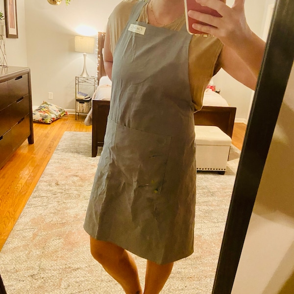 Cross Back Apron/cotton Apron/artists Apron/korean Style Apron/painters ...