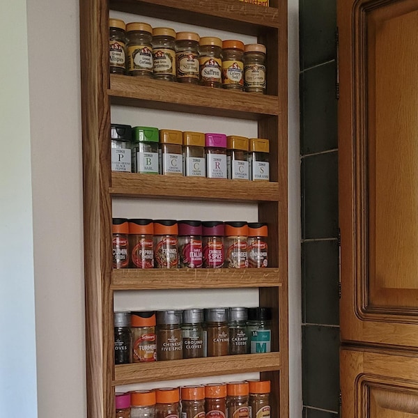 Wall Mounted Solid Oak Spice Shelf - Etsy