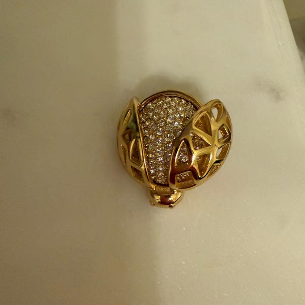 Cynthia Chuang Cricket Zebra Whimsical Blue Gold Enamel Fish Artisan ...