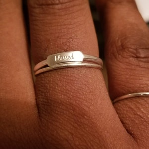 Roman Numeral Bar Ring Dainty Initial Ring Engraved Name | Etsy