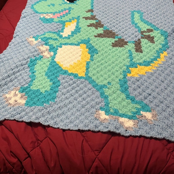 C2C Dinosaur Baby Crochet Pattern / C2C Crochet Blanket / C2C Graphgan ...
