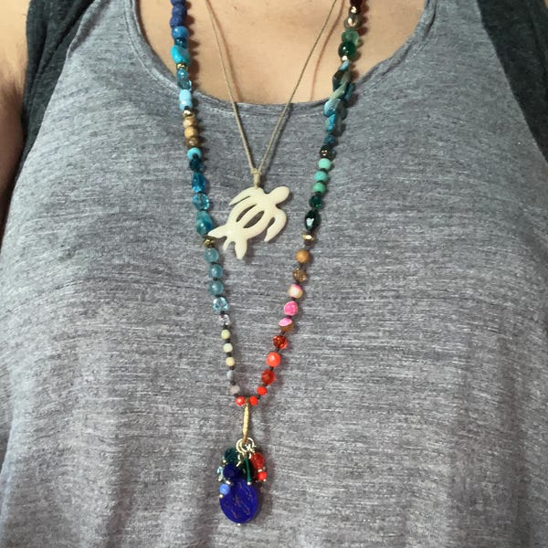 Long Beach Style Rainbow Colour Collier, Vintage Style Boho Indian ...
