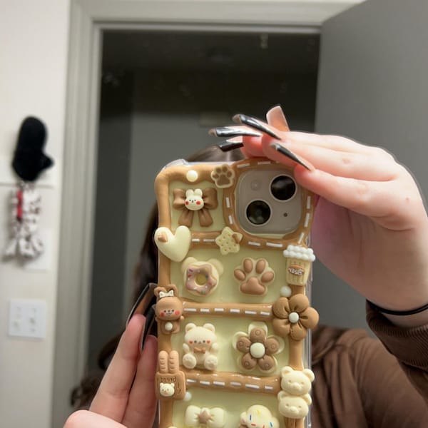 Coffee & Tea Decoden Phone Case, Handmade Whipped Cream Glue - Etsy
