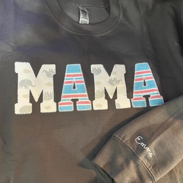 Mama Embroidered Baby Outfit Keepsake Applique Sweatshirt Simple Mama ...