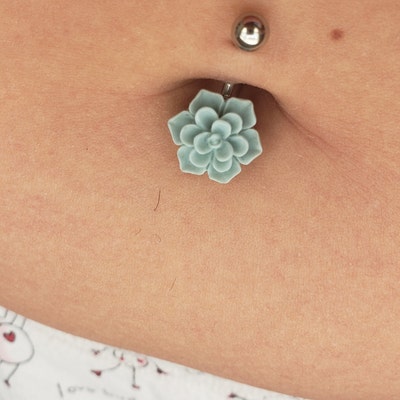 Succulent Belly Ring, Navel Rings, Simple Non Dangle Belly Ring, Body ...