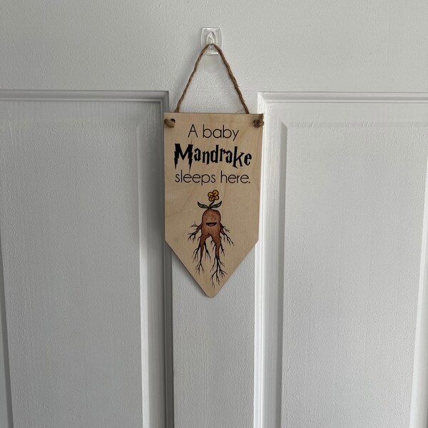 Hand Painted Baby Mandrake Sign Nursery Decor Tiny Crib Sign Wooden ...