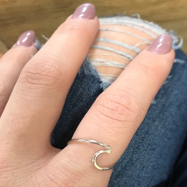 Wave Ring, Ocean Wave Ring, Ocean Ring, Simple Wave Ring, Smooth Wave ...