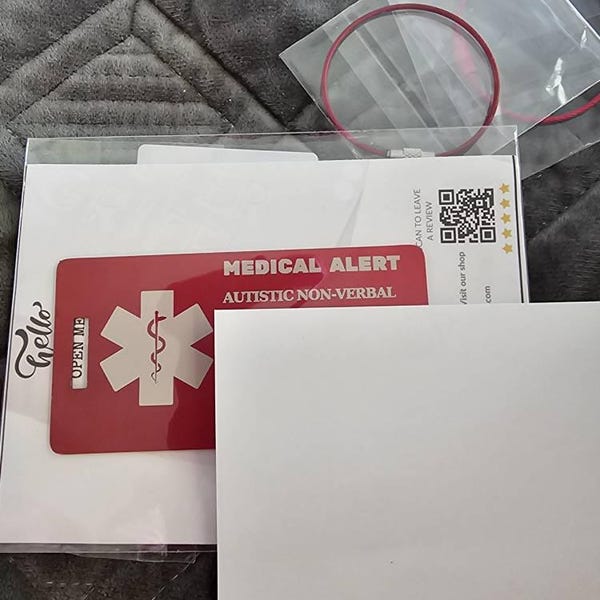 Emergency Medical Alert Card, Engraved Aluminum Tag, Allergy Alert ...