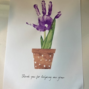 Thank You for Helping Me Grow Handprint Craft Art 1 Flower Hand Baby ...