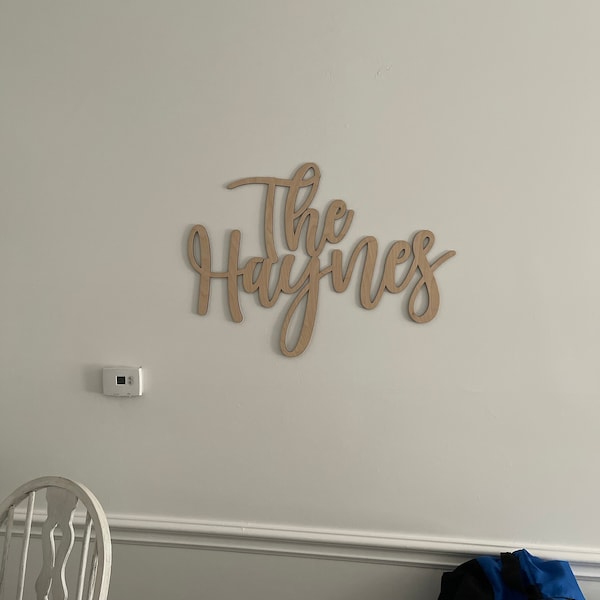 Last Name Sign | Custom Cursive Wooden Last Name Home and Wedding Decor ...