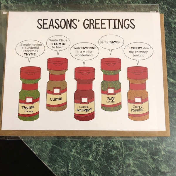 Spices Christmas Card Chef Cook Puns Holiday Greeting Card Seasons ...