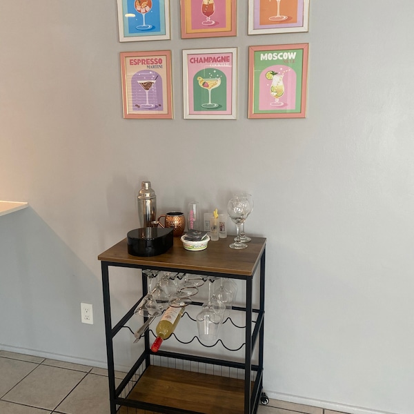 Cocktail Print Set of 6, Colorful Bar Cart Gallery Wall Set, DIGITAL ...