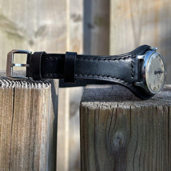 Racing Style Leather Bund Strap 20mm 22mm Bund Rally Holes Watch Band ...