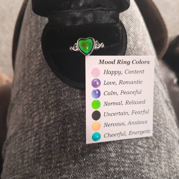Sterling Silver Heart Mood Ring Changes Colors Showing Your Mood ...