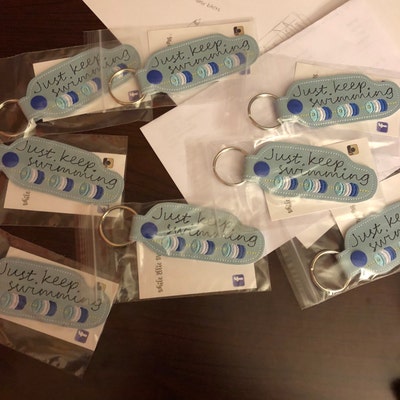 Swimming Keychain, Swimming Key Chain, Just Keep Swimming Zipper Pull ...
