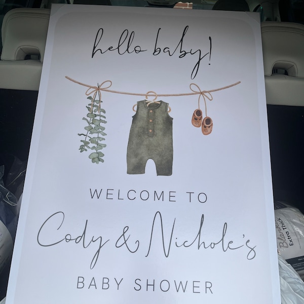 Boy Baby Shower Welcome Sign Template, Boho Boy Baby Shower, Neutral ...
