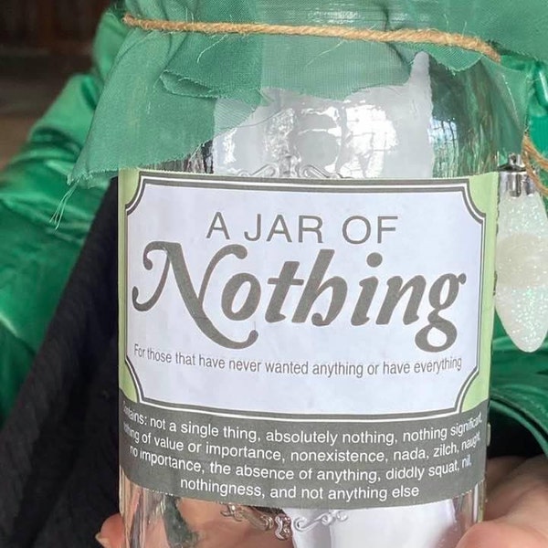 DIGITAL INSTANT DOWNLOAD Jar of Nothing Printable- Great Gag Gift or ...