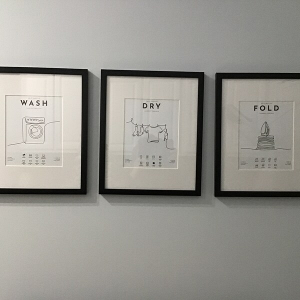 Lr05/wash-dry-fold, Laundry Room Poster, Three Pieces Print Set, Single ...