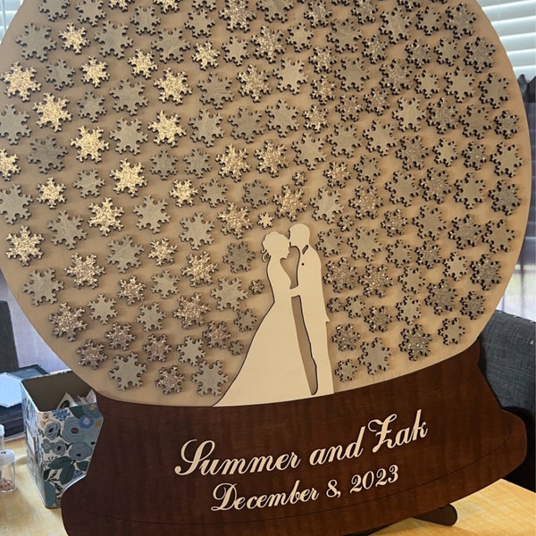 Snow Globe With Snowflakes Wedding Guest Book Alternative CUSTOM ORDER ...