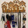 Handcrafted Wooden House Keyholder - Cottage Design With 6 Hooks ...