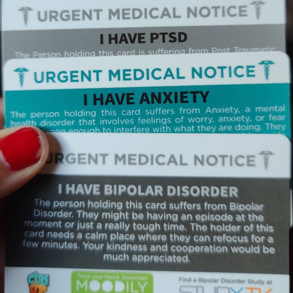 Anxiety Card, Anxiety Emergency Card, Anxiety Medical Card, Anxiety ...