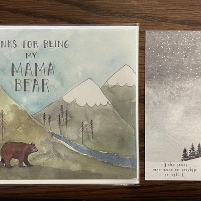Birthday Card Mama Bear Card Birthday Card Watercolor Card Mom Mother ...