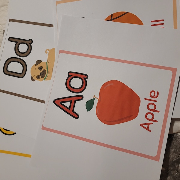 26 ABC Flash Cards, Educational Cards, A-Z Cards, Learn Abcs, Alphabet ...