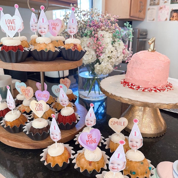 Candy Hearts Cupcake Toppers for Conversation Heart Party or Valentine ...