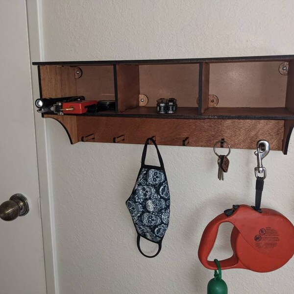 Wall Shelf With Cubbies and Key Holders (18.5" X 7" X 5.5") - SVG Laser ...