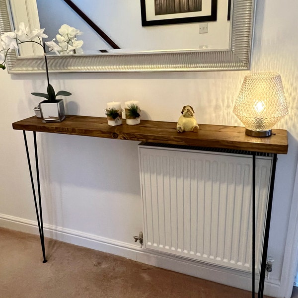 RUSTIC CONSOLE TABLE (narrow) - Radiator Cover, Recycled Scaffold Board ...