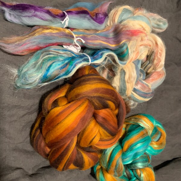 ROVING Clay Pot, 21 Micron Merino Silk Soy Combed Top, Terra-cotta Teal ...