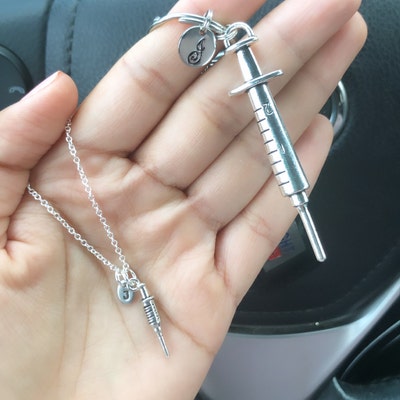 Syringe Initial Necklace Syringe Jewelry, Vaccine Jewelry, Nurse ...