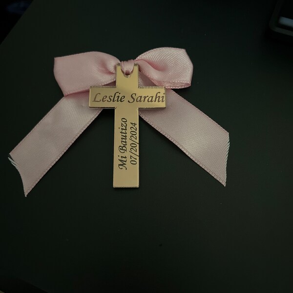 Baptism Favor Tag, Gold Rectangle Name Tag, Cross Baptism Tags, Gold ...